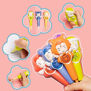 LemoHome Cute Pens squishy pens gel ink Animals Pens cute stationary Kawaii Pens Decompression Stress Relief Sponge Pens Set For Students Kids With Replacement Refills (Black)