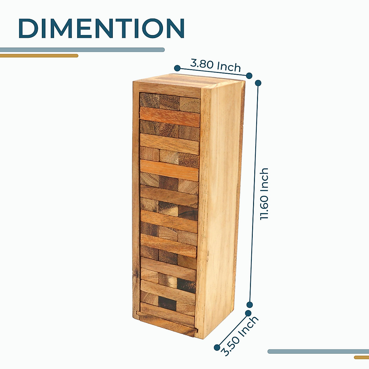 BSIRI Wood Tumbling Tower Game - Ideal for Party Games, Kids Games, Building Games, Camping Games, Outdoor Games for Adults and Family, Classic Stacking Block Games for Challenging Your Skills