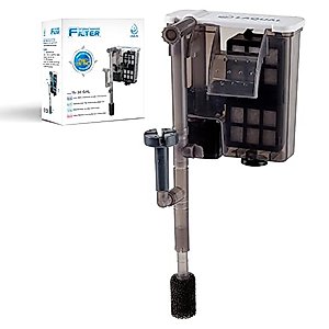 LAQUAL Aquarium Filter with Surface Skimmer, 15-30 Gallon Small Fish Tank Filter, Full Contact & 3 Layer Filtration, Quiet & Efficient, Waterfall Design for Increasing Oxygen, Hang on Back Filter