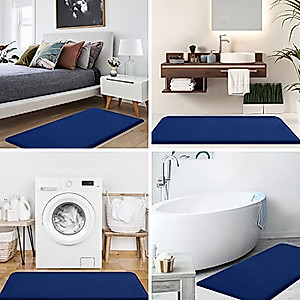 smiry Memory Foam Bath Mat, Extra Soft Absorbent Bathroom Rugs Non Slip Bath Rug Runner for Shower Bathroom Floors, 30" x 20", Navy Blue