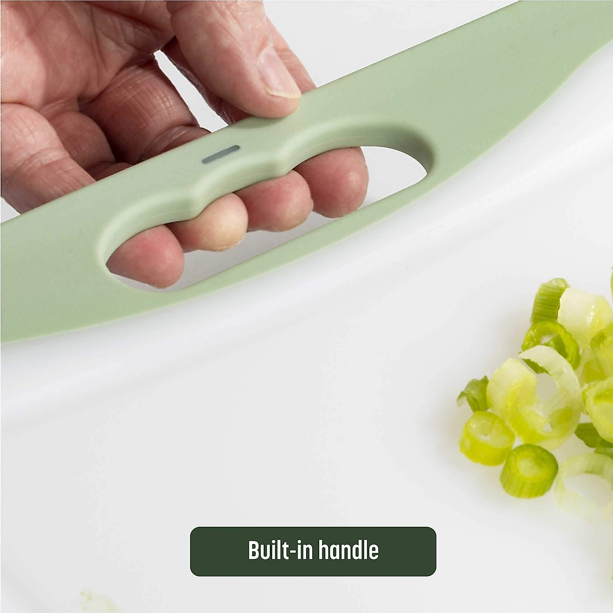 Goodful Cutting Board (3 Piece Set)- Non-Slip Edges, Easy Grip Handles, Made without BPA, Non-Porous, Dishwasher Safe, Multiple Sizes, Sage