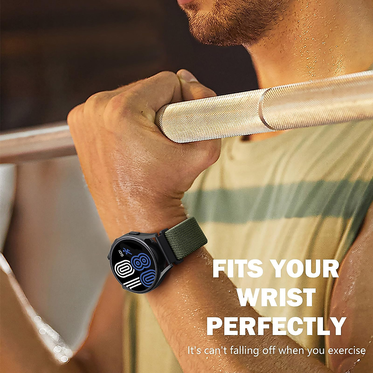 Ouwegaga Compatible with Samsung Galaxy Watch 7 6 5 4 Band 40mm 44mm/Watch FE/Watch 5 Pro Band 45mm/Watch 6 4 Classic 47mm 43mm 42mm 46mm/Watch 3 41mm/Active 2, 20mm Elastic Nylon Sport Band