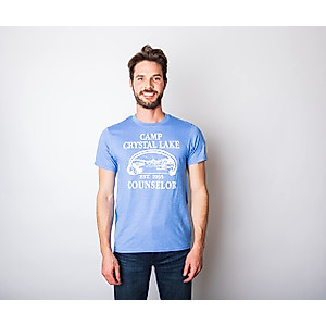 Crazy Dog Mens T Shirt Camp Crystal Lake 1980 Spooky Halloween Horror Slasher Movie Tee Funny Camping Tshirt Vintage Shirt for Retro 80s Movie Fans Black XL