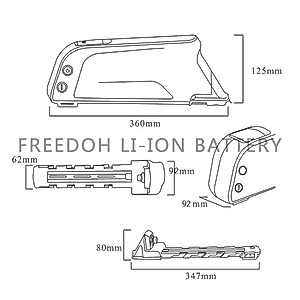 FREEDOH Ebike Battery 36V 48V 52V Lithium Ion Battery E-Bike Battery 36 Volt 48 Volt Waterproof Li-ion Battery with Charger and BMS Protection Board,36v,12AH