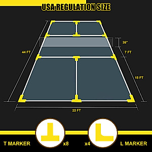 Losbenco Pickleball Net with Wheels Court Lines, Metal Frame & Regulation Size 22FT, 6-in-1 Adjustable Portable Net for Playing Pickleball, Tennis, Volleyball & Soccer and Backyard Games