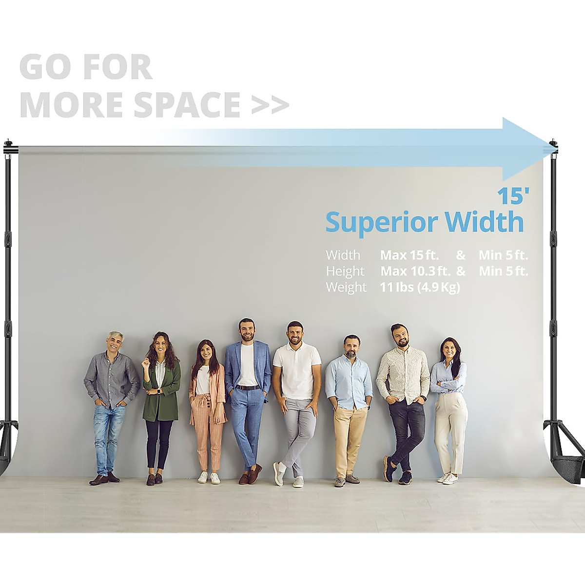 LimoStudio [Super Heavy Duty] 15 x 10.4 ft. (W x H) Upgraded Backdrop Stands, Panorama Wide Extra Large, Thicker Pole & Bar, Super Strong No Shaking, Shock-Proof Spring Tripod, Outdoor Event, AGG3316