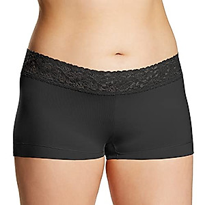 Maidenform Pack, Dream Lace Boyshorts, Cotton Panties for Women, 3-Pack, Navy/Grey Daze/Black
