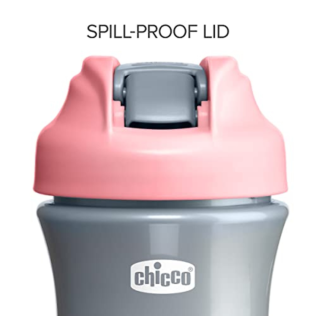 Chicco Soft Spout Tumbler with Silicone Straw and Spill-Proof Lid 12oz.| Built-In Carry Handle | Top-Rack Dishwasher Safe | Easy to Hold Travel Cup | Pink/Silver| 18+ months