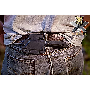 Off-Grid Knives - HOGLET EDC Fixed Blade Knife, Blackwash Blade, G10 Scales & Kydex Sheath with Scout Carry and Vertical Carry Belt Clip, Camping, Hunting, Hiking, Camp Kitchen (Blackout)