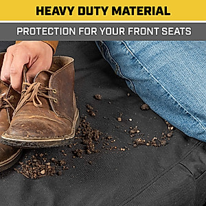 Caterpillar Custom Fit Front Bench Seat Cover with Utility Pockets for Ford F250 / F350 / F450 / F550 (1999-2007) - Durable Black Oxford Super Duty Interior Truck Seat Cover