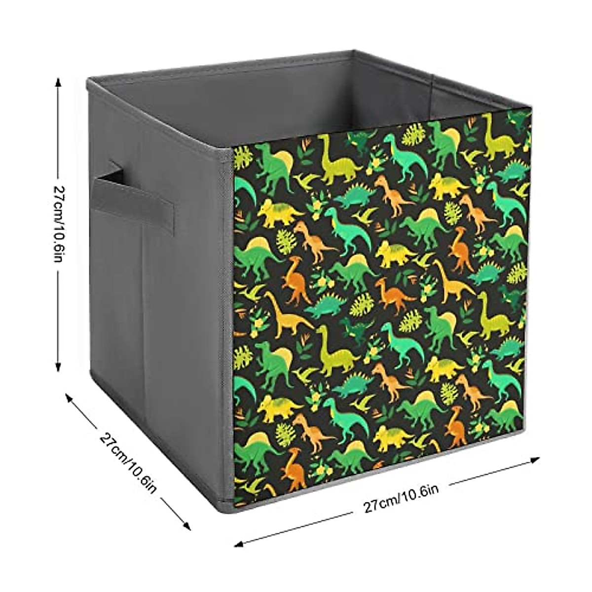Cartoon Dinosaurs and Tropial Palm Large Cubes Storage Bins Collapsible Canvas Storage Box Closet Organizers for Shelves