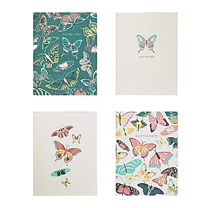 Portico Designs Mini Blank Notecard Set Colorful Note Cards Small Stationary Set, 12-Count, Butterflies