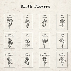 Jecivila Birth Flower Name Necklace Personalized, 18K Gold Plated Custom Name Birth Month Flower Necklace, Customized Floral Jewelry for Women Girlfriend Wife