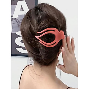 YARIEW 4 Pcs French Curved Flat Hair Clips，Women Non-slip French Concord Frosted Comfortable Fashion Clips for Thick Hair, Medium Alligator Eyelet Oval Claw Barrettes for Girls Women (Multicolor)