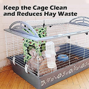 Rabbit Hay Feeder Bag, 2 Pack 2 Holes Guinea Pig Hanging Hay Holder Feeder Storage Dispenser for Cage, Washable for Bunnies Hamsters Chinchilla and Other Small Pets, Ullnosoo Strawberry and Avocado