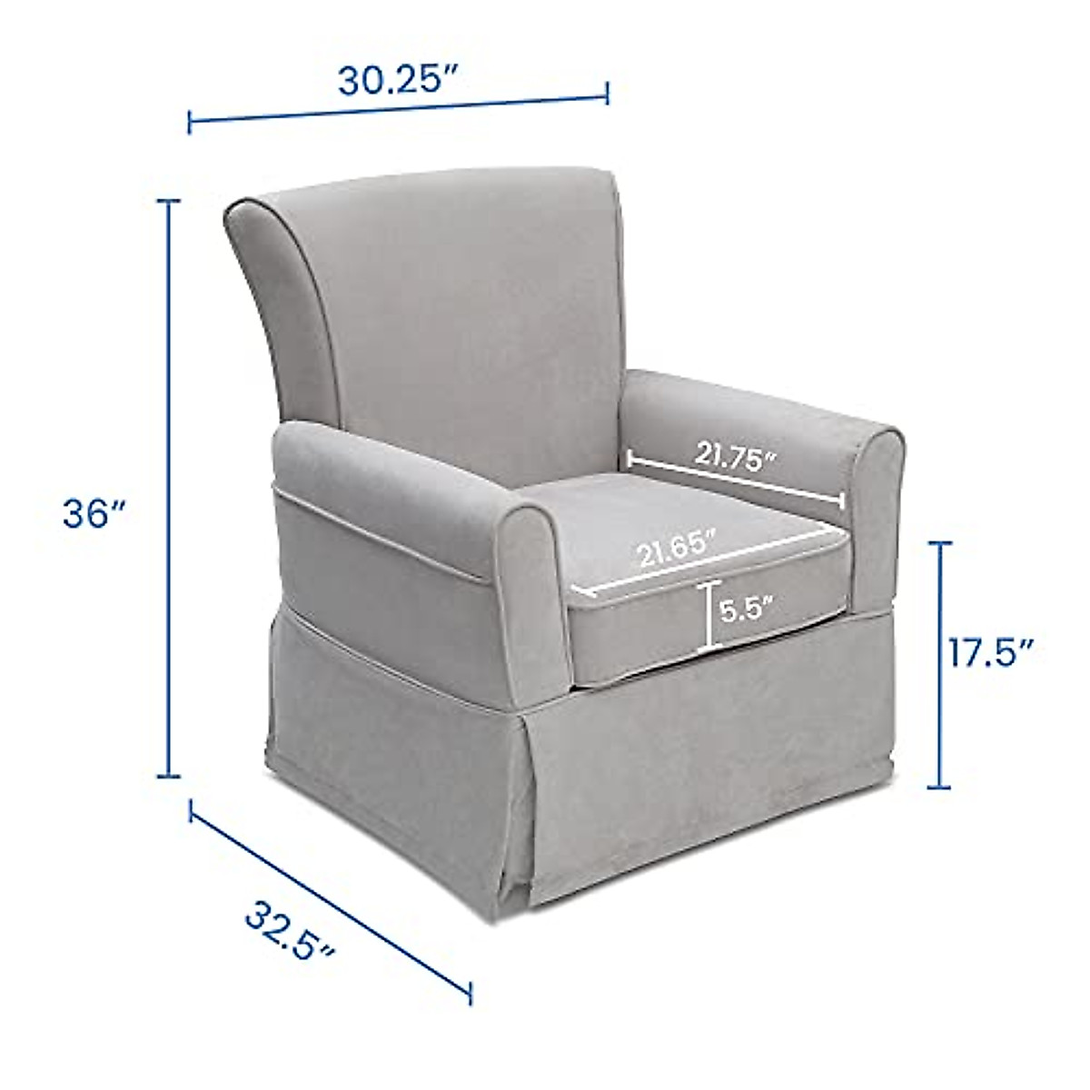 Delta Children Benbridge Glider Swivel Rocker Chair, Dove Grey