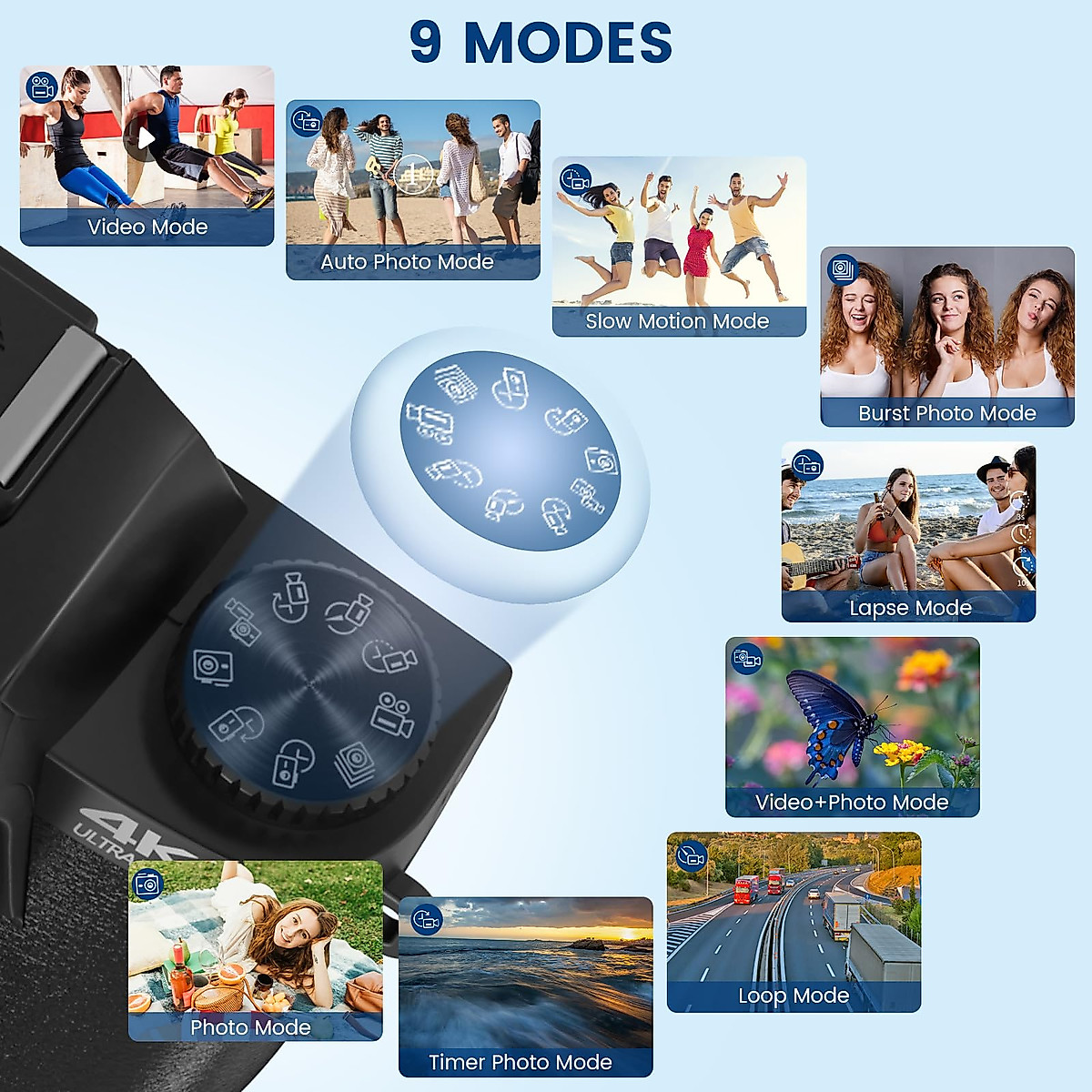 Digital Camera VJIANGER 4K Vlogging Camera 64MP Mirrorless Cameras for Photography with WiFi, 52mm Fixed Lens, 4.0" Fixed Touch Screen, 32GB SD Card & Camera Bag(W05-BlackS1)