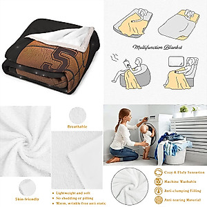 SATIGI Personalized Basketball Shadow Blanket with Name & Number, Basket Ball (40-''X30-'', 50-''X40-'', 60-''X50-'', 80-''X60-''), Plush Sherpa Fleece Travel Soft Warm for Couch Sofa Bed