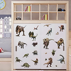 22 Pcs Dinosaur Wall Decals Peel and Stick Removable Dinosaur Wall Stickers Dinosaur Room Decor for Boys Kids Adult Bedroom Living Room Nursery Classroom Bathroom Home Decoration…