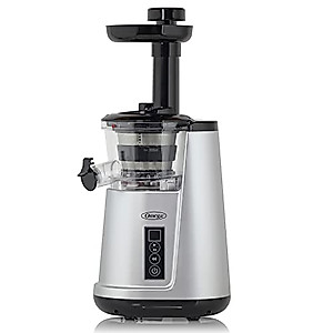 Omega JC3000SV13 Vertical Masticating Juicer, 65 RPM Compact Cold Press Juicer Machine, 150 W, Silver