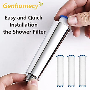 Turbo Shower Head Filter with Minerals, Hydro Shower Head High Pressure Handheld Vortex Turbo Fan Showerhead Filter for Hard Water, Reduces Dry Itchy Skin, 3.7in Set of 6 Replacement PP-Cotton Filter