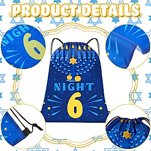24 Pcs 8 Nights of Hanukkah Gift Bags Drawstring Countdown Calendar Goodies Bag Hanukkah Bag Dreidel Menorah Treat Bags for Kids Jewish Chanukah Wedding Bridal Shower Birthday Decorations