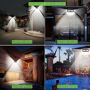 LECLSTAR Solar Outdoor Lights - 4000Lm 268 LED Security Lights with 4 Wide Angle, Motion Sensor Lights for Outside, IP65 Waterproof Solar Powered Wireless Flood Wall Lights with 3 Modes