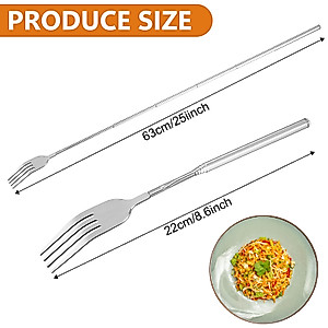 Extendable Fork, 9 to 25 Inch Long Telescopic Fork Stainless Steel Retractable Fork Sturdy and Durable Extending Fork for BBQ Tableware Supplies, Dinner Fruit Dessert Fork with Extendable Handle