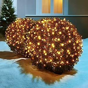 Led Christmas Net Lights Outdoor Christmas Decorations Lights 120Led 6.2ftx4.4ft, Connectable Outdoor Indoor Fairy Mesh String Lights for Party, Holiday, Wedding, Tree, Bushes Decorations (WarmWhite)