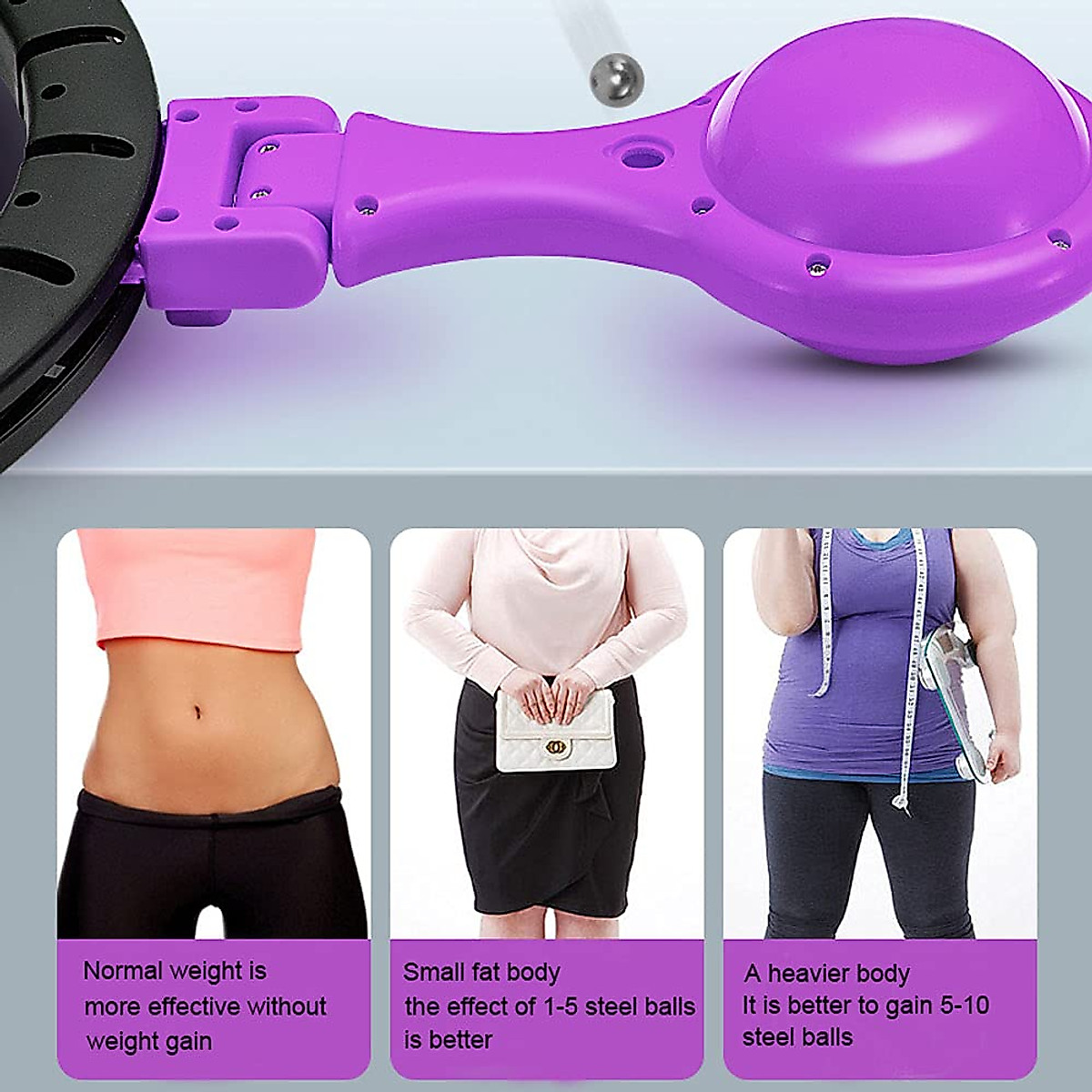 PHTW Abdomen Fitness Equipment Weighted Hula Hoop with Count Table Freely Adjustable 12 Detachable Knots Smart Hula Hoops Suitable for Adult Youth Children(Color:Purple)