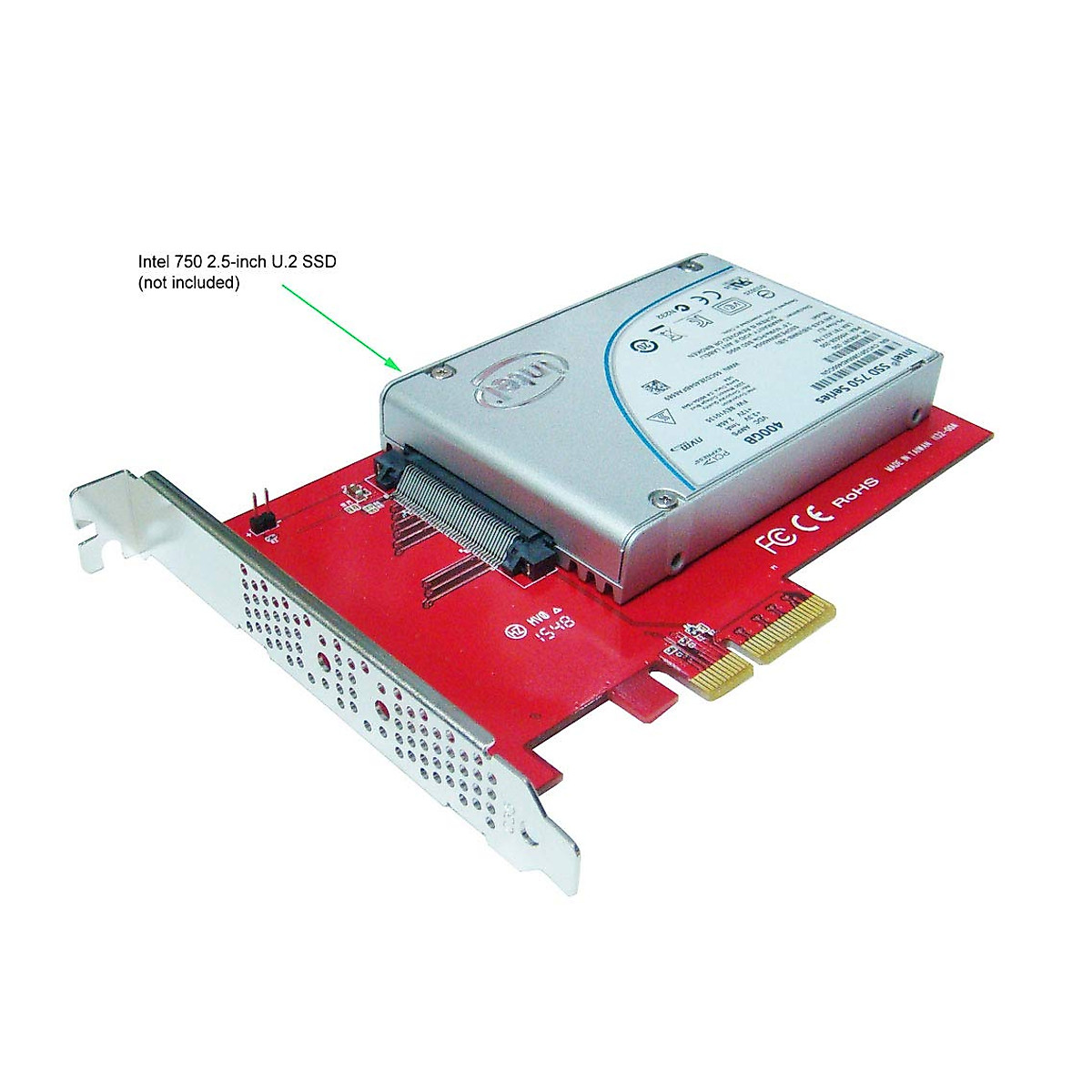 Ableconn PEXU2-132 NVMe 2.5-inch U.2 (SFF-8639) SSD PCIe 4.0 x4 Carrier Adapter Card - for 2.5-inch U.2 NVMe SSD - U.2 to PCIe - PCIe Adapter for U.2 Drive