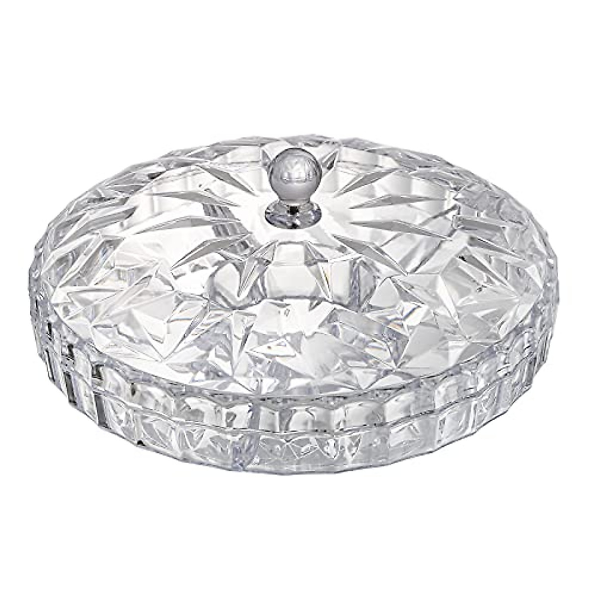 ZOOFOX Snack Serving Tray, 12" Appetizer Tray with Lid, 6 Compartments Round Plastic Food Storage Organizer for Dried Fruits, Nuts, Candies, Sweet Cookies and Fruits (Clear)