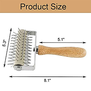 EVEDMOT Pizza Dough Docker Roller Stainless Steel, Pizza Pin Puncher Dough Hole Maker with Wood Handle, Docking Tool for Pizza Cookie Pie Pastry Bread