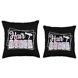 Hair Queen Hairdressing Salon & Hair Braider Queen Colorist Hair Stylist Hairdresser Throw Pillow, 18x18, Multicolor