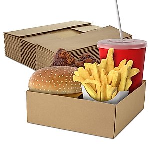 MT Products Large Paper Stadium Food Tray - Pack of 20 Pop-Up Kraft Movie Snack Boxes - Made in the USA