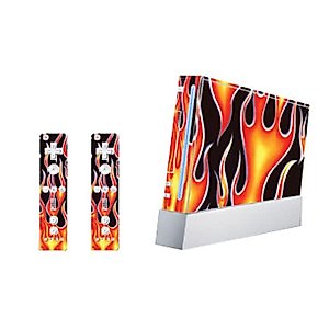 Mightyskins Skin Decal Skin Compatible with Nintendo Wii Console + Two Wiimote Controllers Sticker- Hot Flames