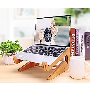 MTWhirldy Laptop Stands, Universal Desktop Stand for Notebook Computer 11-14inch Compatible with Apple MacBook Air Mac Pro and iPad Pro, HP, DELL, Acer, Toshiba, Surface, Lenovo etc. Simple Bamboo