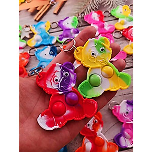 30 Packs Bulk Bear Push Rainbow Bubble Mini Pop Fidget for Boy Girls Kids,Small Birthday Summer Party Favors Supplies and Classroom Student Graduation Prize Gifts
