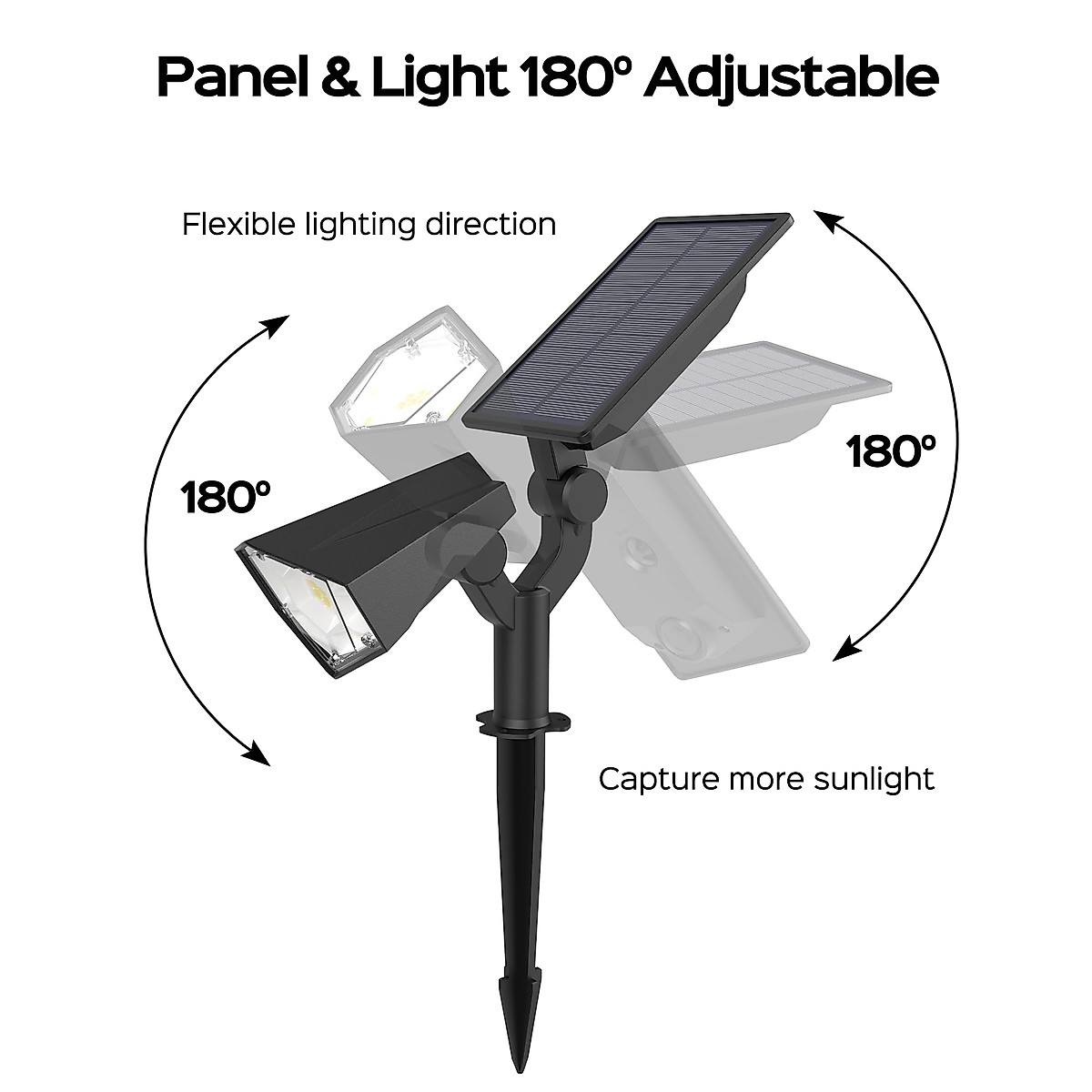 JACKYLED Solar Lights Outdoor, 800 Lumens Solar Spot Lights 3000K/6000K, 4 Modes Solar Landscape Spotlights Waterproof for Yard,2 Pack