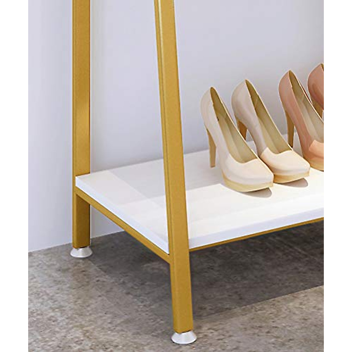 FONECHIN TDD Metal Display Rack 4-Layer Shoe Bag Rack Shelf,Floor-Standing Clothing Rack for Plant Jewelry Hat, Home Kitchen Bedroom Storage Rack