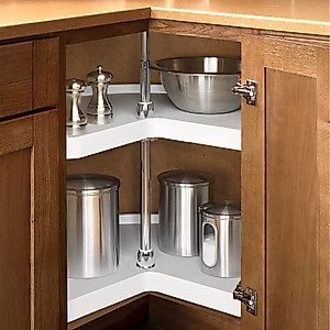 ZDLS Lazy Susan Shelf Liner,Silicone Lazy Susan Liners for Dual Tier Pie Cut Lazy Susan Organizer,Non-Slip Thermal Protection Lazy Susan Mat 2 PCS (Gray, 28")