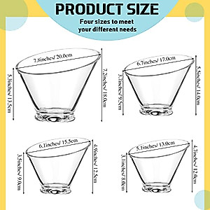 8 Pieces Angled Plastic Bowls Clear Serving Bowls Acrylic Candy Buffet Containers Round Salad Bowls for Party Dish Popcorn Ice Soup Snack Pasta Chips Fruit Prep, 14 oz 19 oz 24 oz 61 Oz, 4 Sizes