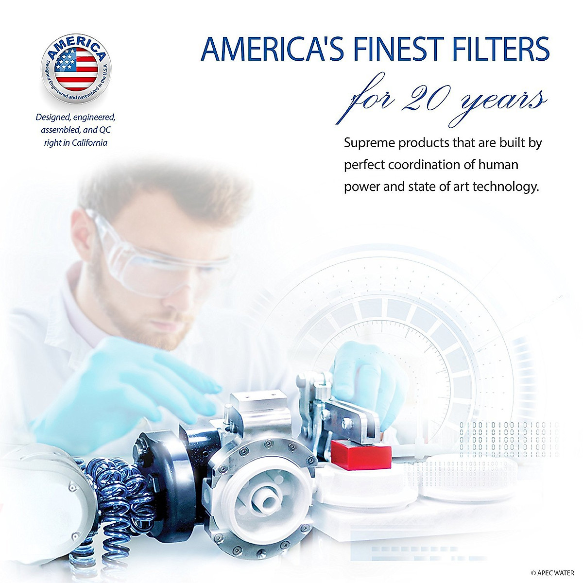 APEC Water Systems RO-PUMP-120V Top Tier Ultra Safe Reverse Osmosis Drinking Water Filtration System with US Made Booster Pump