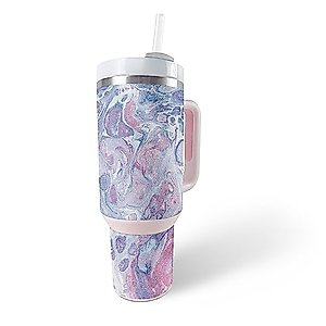 MightySkins Glossy Glitter Skin Compatible with Stanley The Quencher H2.0 FlowState 40 Oz Tumbler - Pastel Pour | Protective, Durable High-Gloss Glitter Finish | Easy to Apply