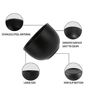 AMONIDA Shaving Bowl, Black Stainless Steel Shaving Foam Bowl, Curved Design Shave Bowl with Anti Slip Bottom for Men's Facial Shaving