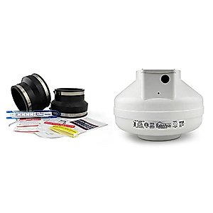 Healthy Air Solutions RadonAway RP265 Fan + Install Kit (Rubber couplings, dynameter and labels) (Black, 4x6)
