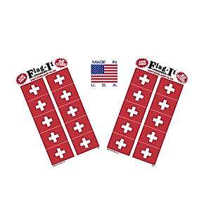 Made in The USA! 2 Packs of Flag-It Switzerland Flag Stickers, 100 Swiss Sticker Decals