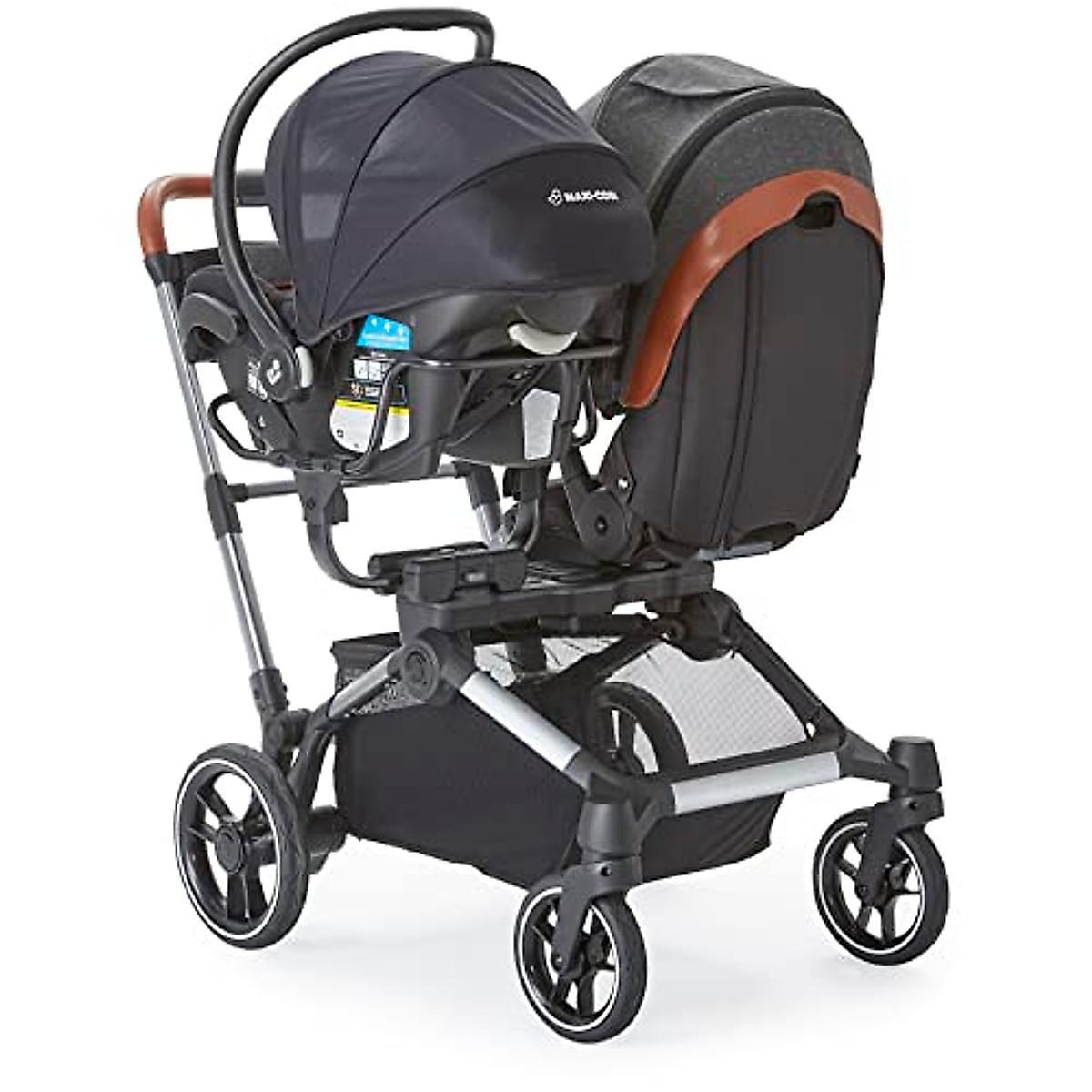 Contours Element Side-by-Side Convertible Toddler and Baby Stroller Single-to-Double, Reversible Seating Options, Infant Car Seat Compatibility, Spacious Storage, UPF 50+ Sun Canopy - Storm Gray