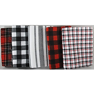 5 Fat Quarters - Plaid, Stripe, Buffalo Plaid Flannel - 100% Cotton Fabric ~ Quilt Fabric ~ Crafts ~ Sewing