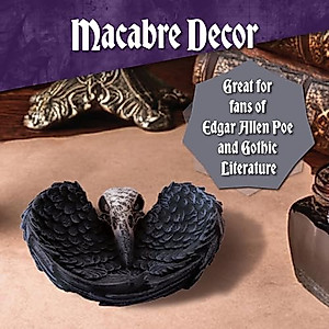 Nemesis Now Edgar Allan Poe's Nevermore Raven Skull Trinket Holder, Gothic Jewelry Dish, Hand-Painted Resin, 17cm
